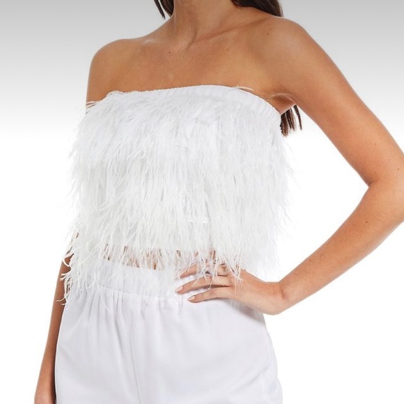 Tops | Nwt Feather Cropped Top | Poshmark